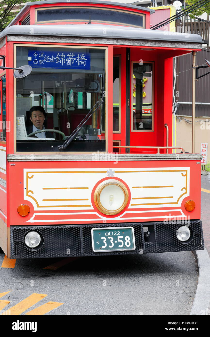 IWAKUNI, JAPAN-OCTOBER 18: The Ichisuke bus links the Iwakuni train ...