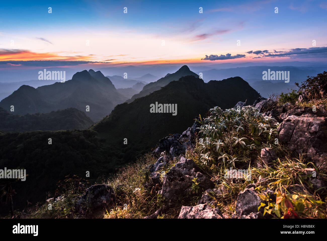 sunset Landscape at Doi Luang Chiang Dao, High mountain in Chiang Mai ...