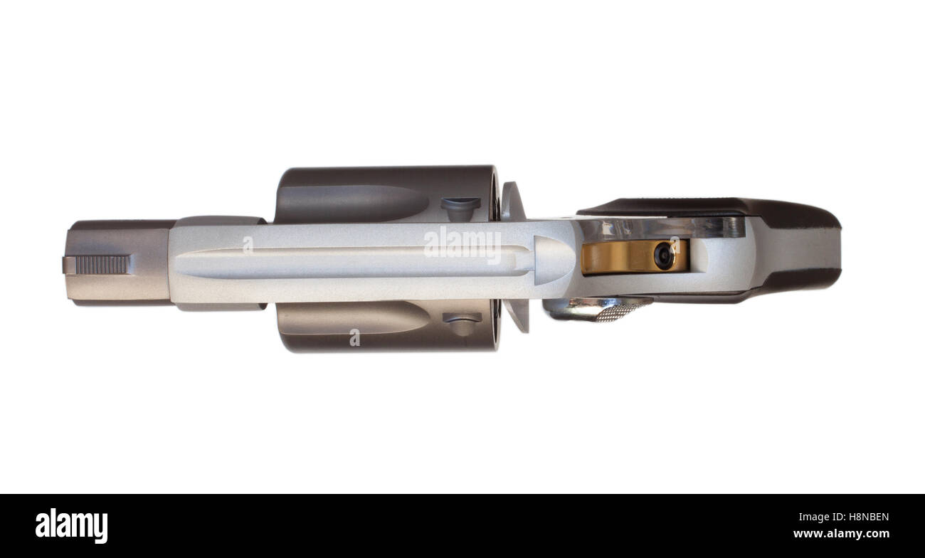 Snub nosed revolver seen from the top isolated on white Stock Photo - Alamy