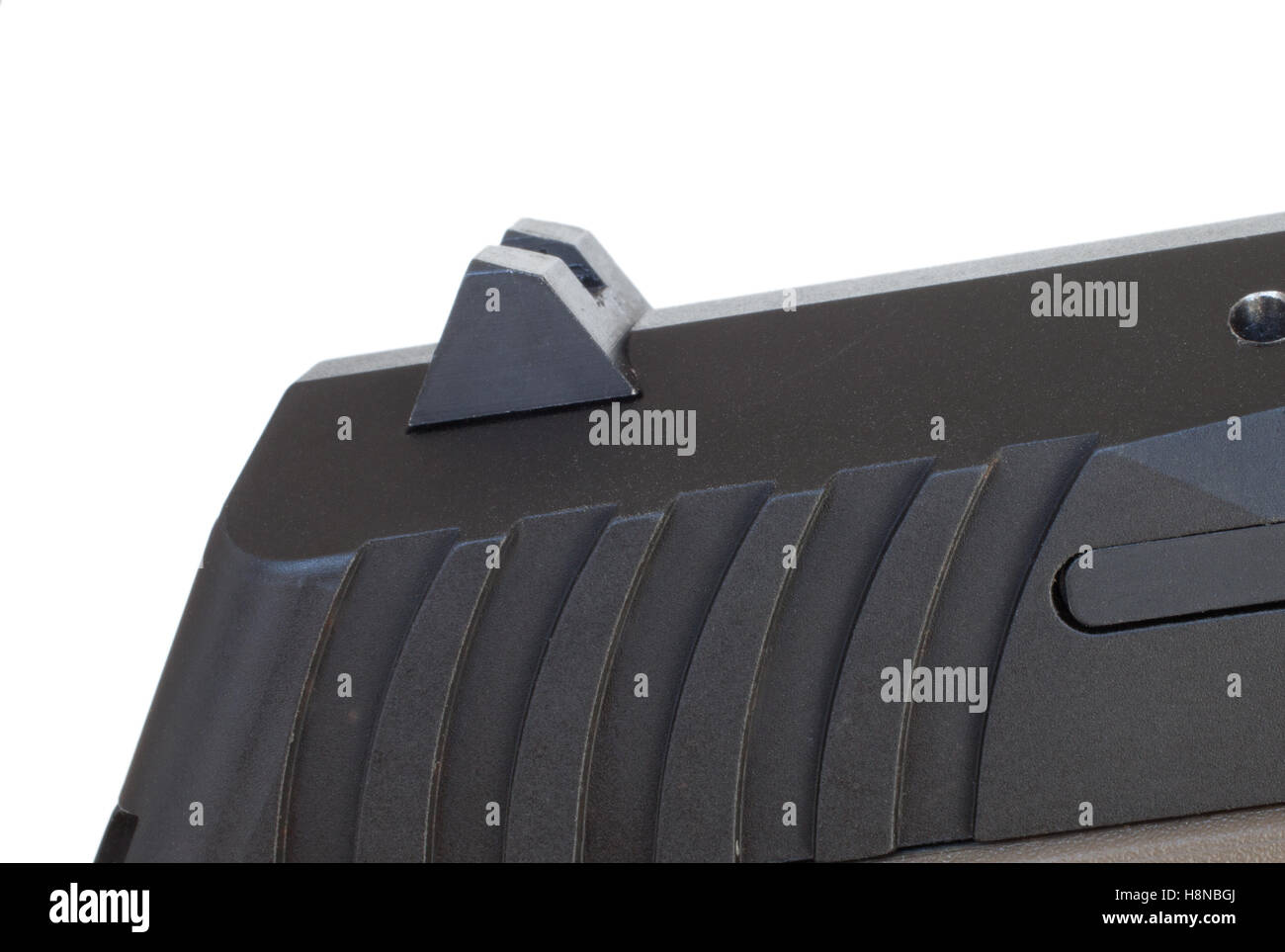 Rear sights on a semi-automatic handgun seen from the side Stock Photo ...