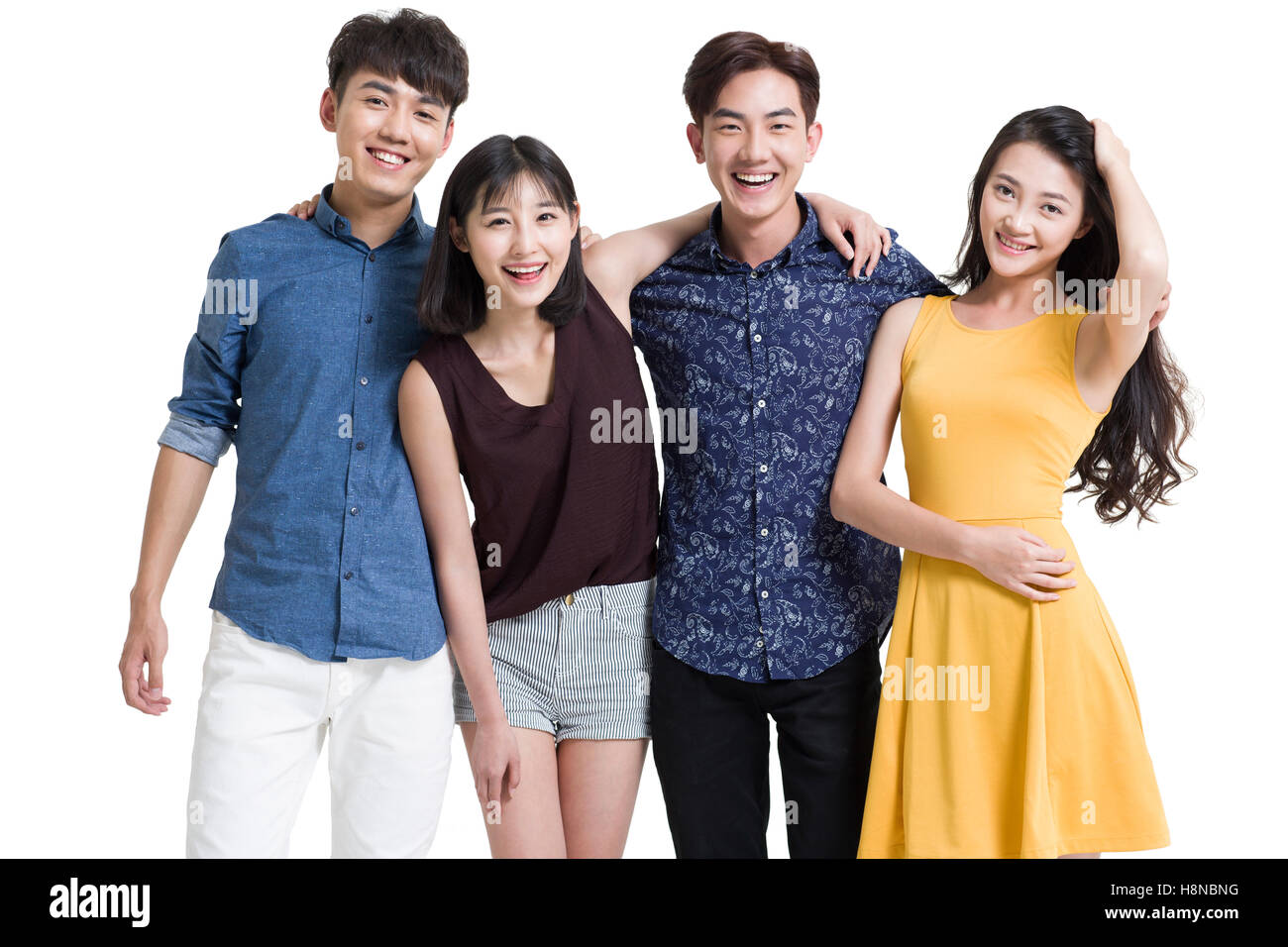 Portrait of happy young Chinese friends Stock Photo - Alamy