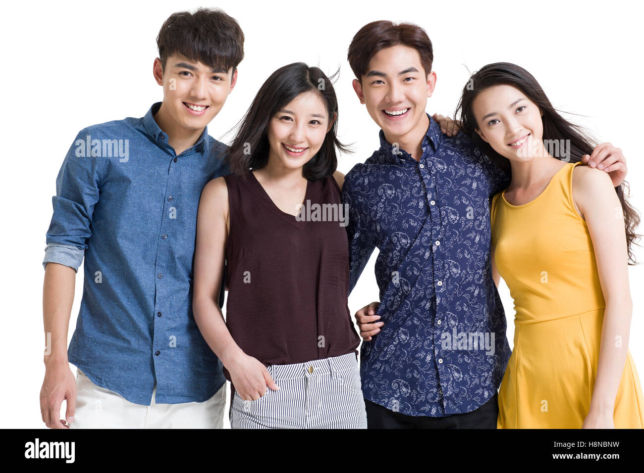 Portrait of happy young Chinese friends Stock Photo - Alamy