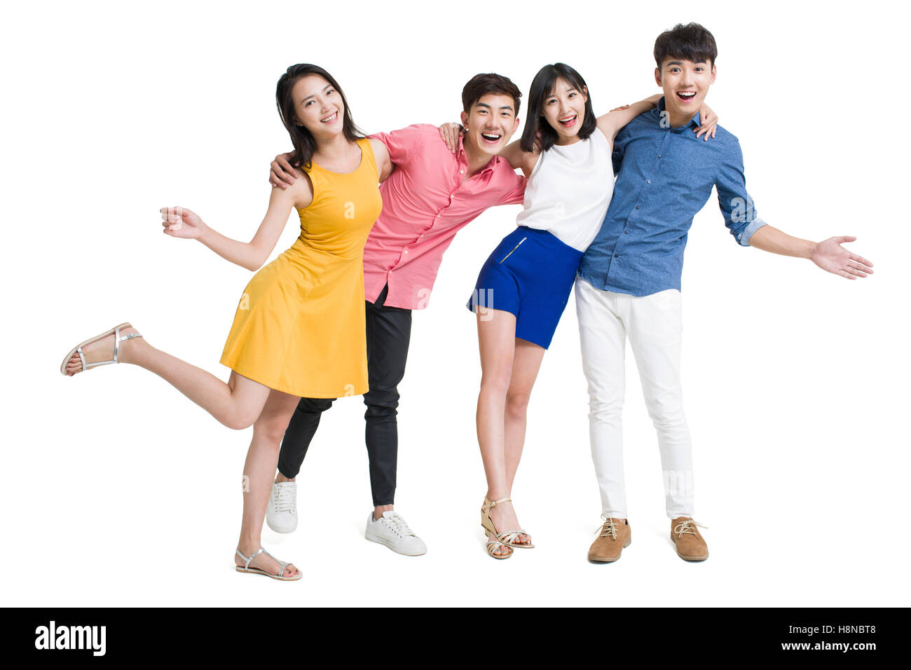 Happy young Chinese friends Stock Photo - Alamy