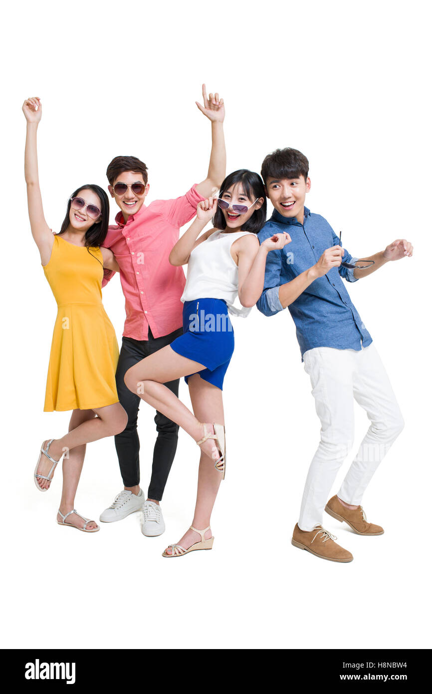 Happy young Chinese friends Stock Photo - Alamy