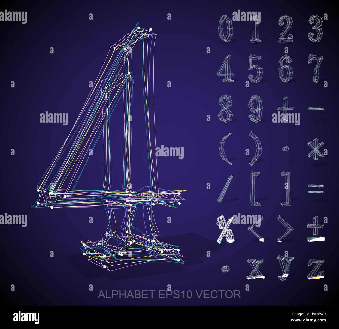 Abstract illustration of a sketched Numbers And Mathematical Symbols ...