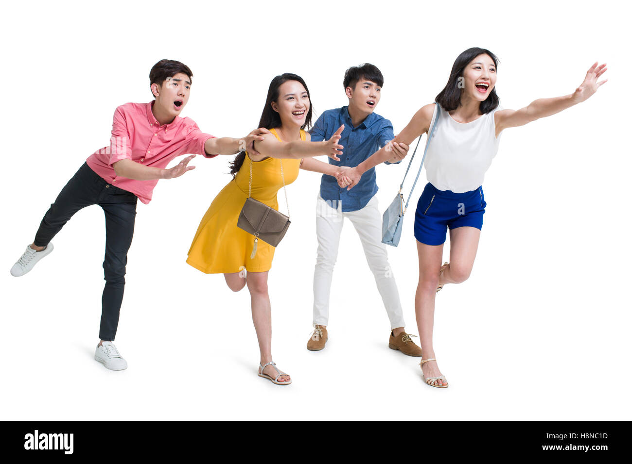 Happy young Chinese friends Stock Photo - Alamy