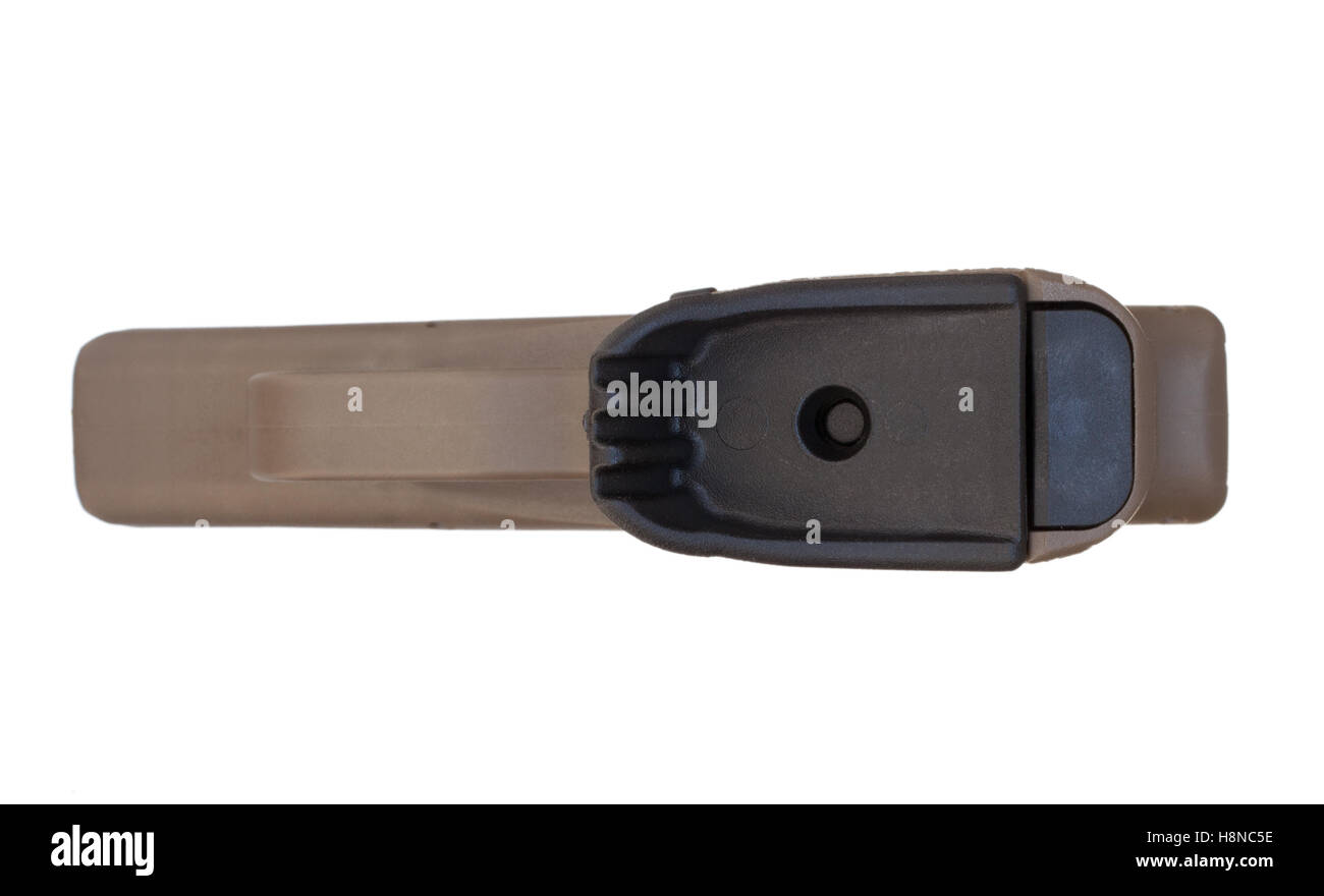 Bottom view of a semi automatic handgun isolated on white Stock Photo ...