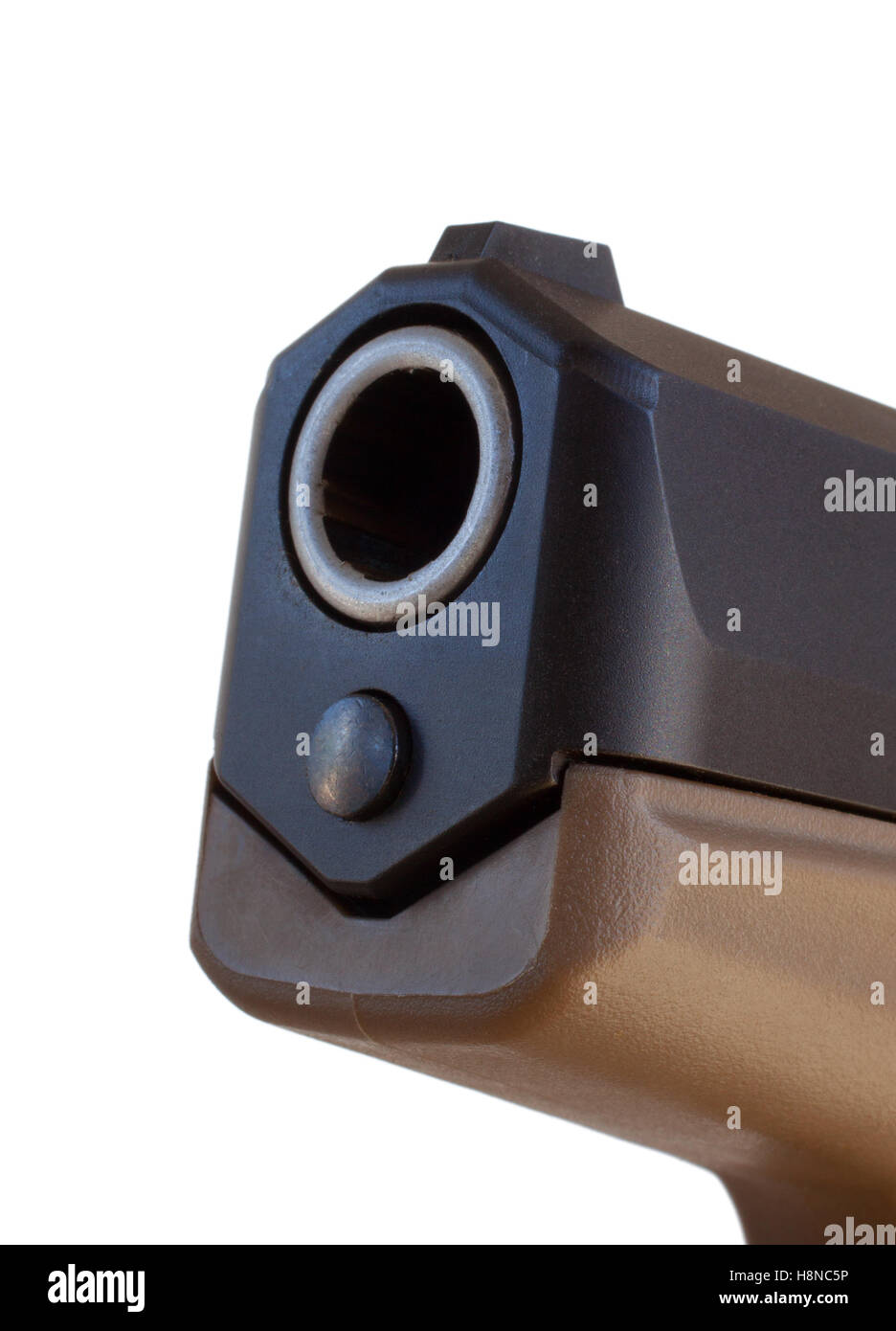 Front side of the muzzle of a polymer framed pistol Stock Photo - Alamy