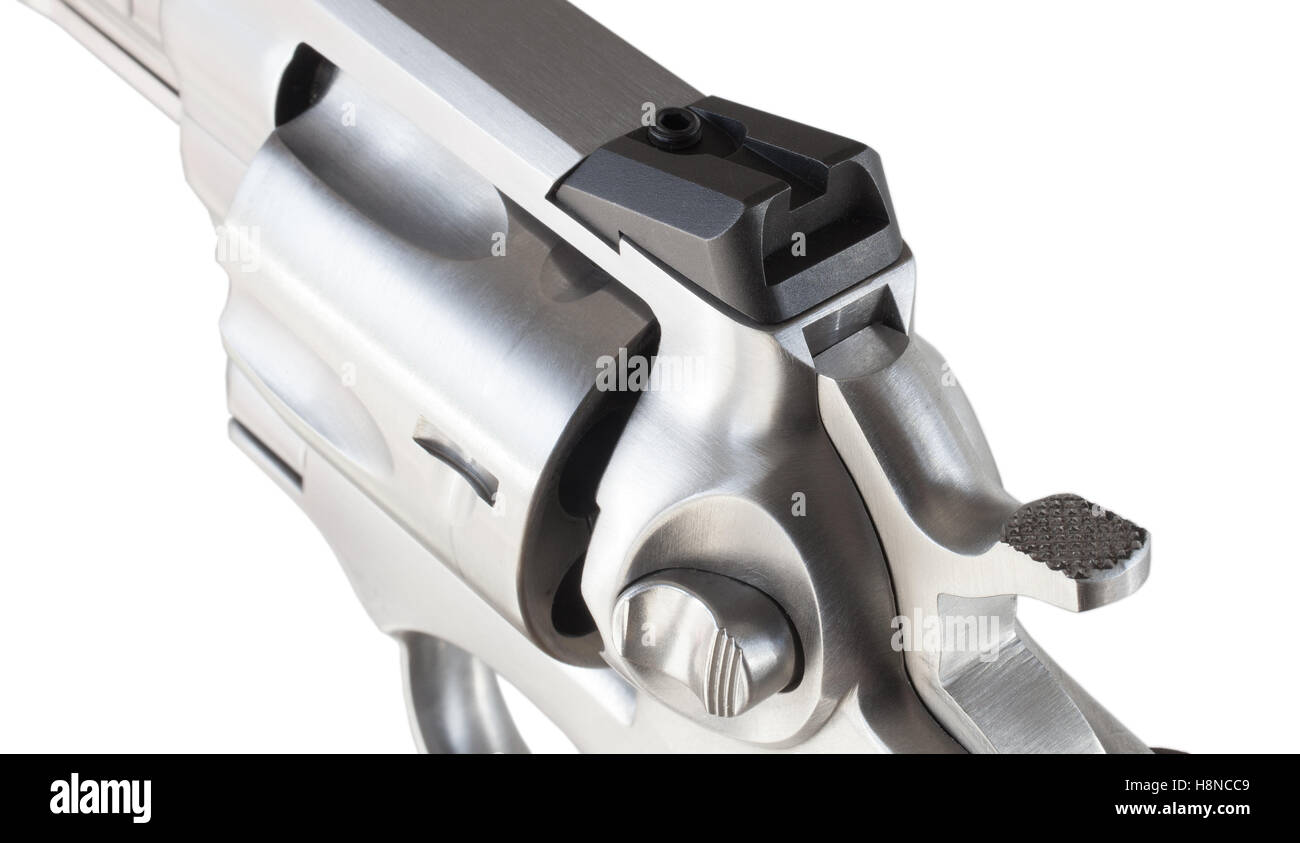 Black notch to sight at the back of a revolver Stock Photo - Alamy
