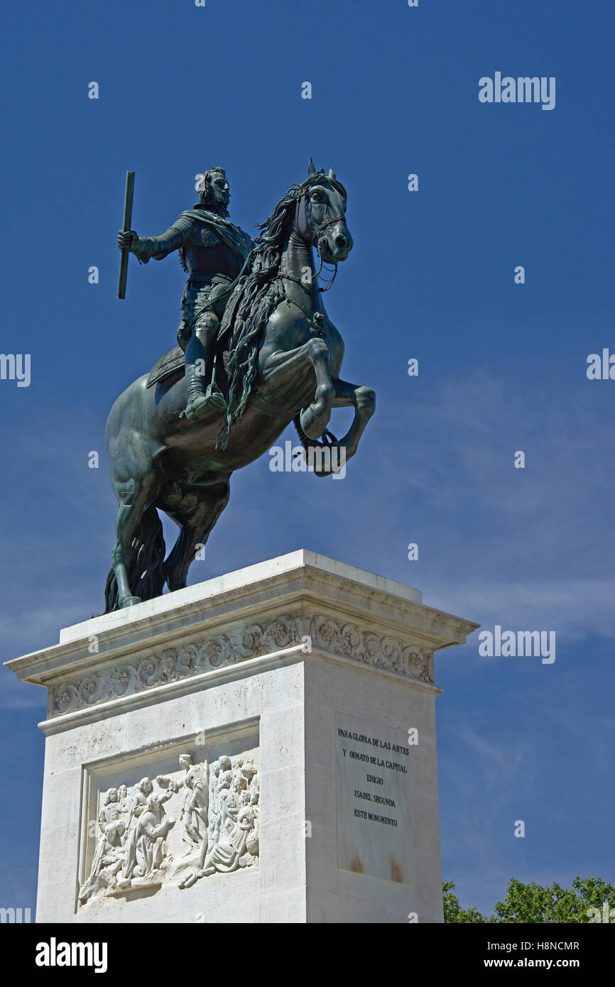 Bronze equestrian statue of Philip IV of Spain at Plaza de oriente ...