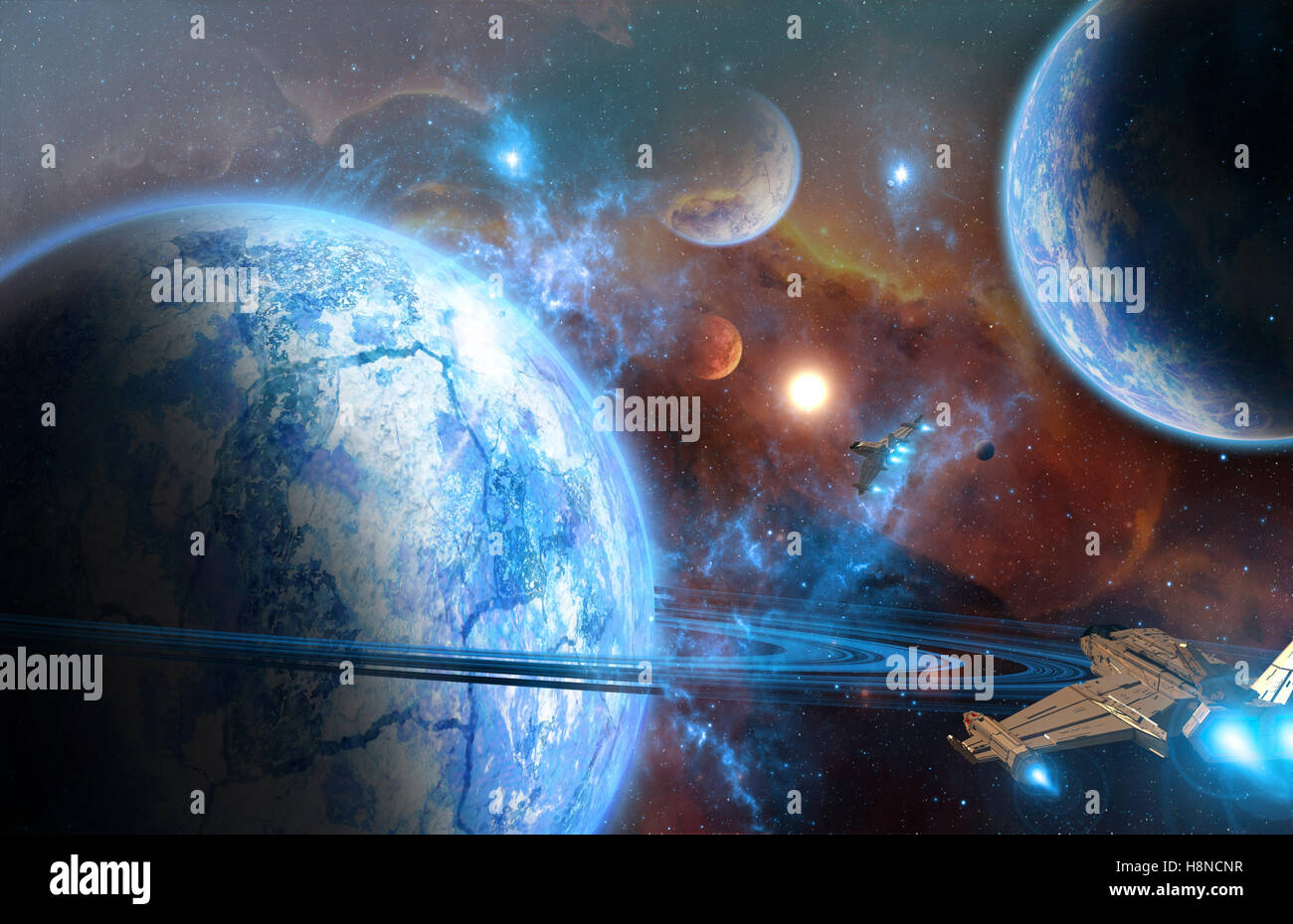 Deep Space Ice Planets Stock Photo - Alamy