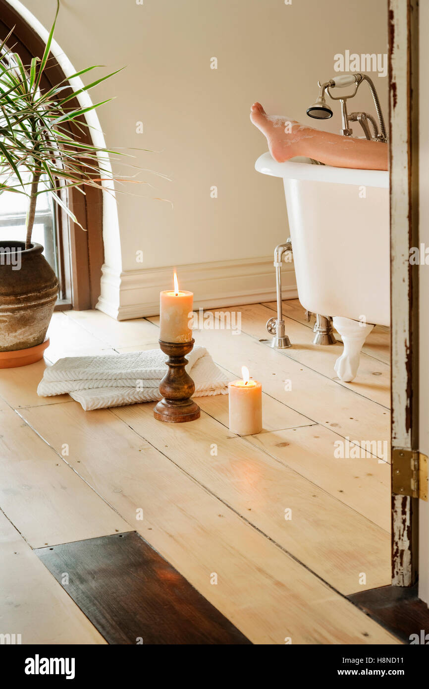 Woman taking a bath Stock Photo - Alamy