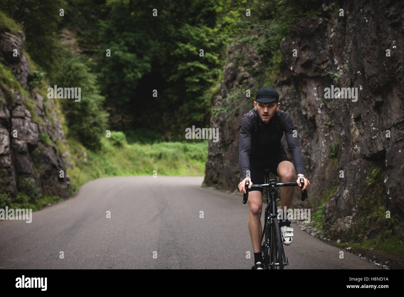 A young athletic road cyclist riding in Cheddar George Stock Photo - Alamy