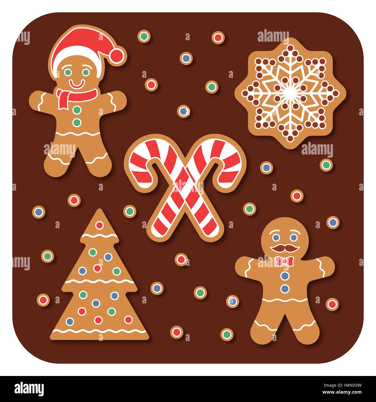 Gingerbread cookies on paper Stock Vector Images - Alamy