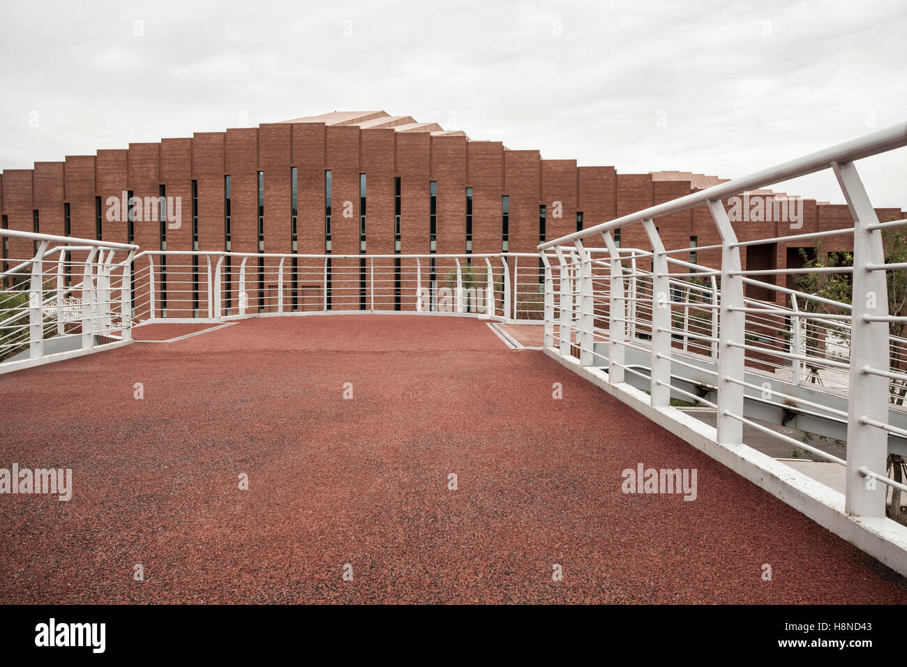 Footbridge and school building in Beijing, China Stock Photo - Alamy