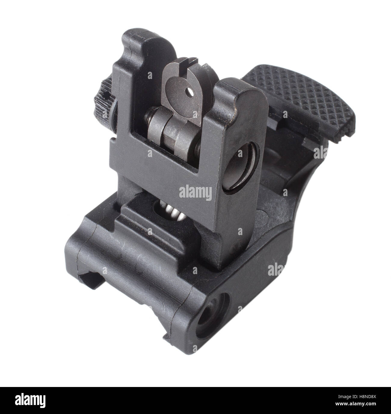 Small peep hole and notch on a set of backup iron sights Stock Photo ...