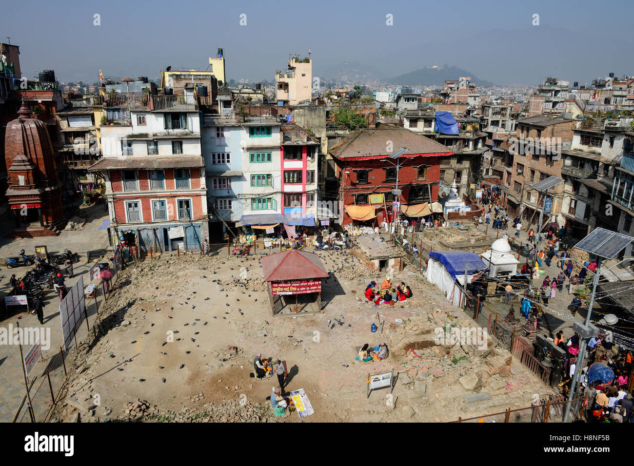 NEPAL Kathmandu, Durbar Square, destroyed Kastha Mandap temple during ...