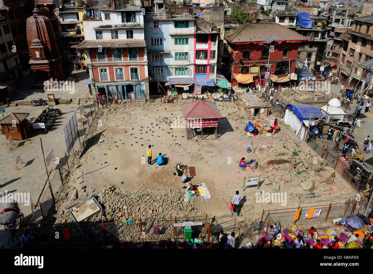 NEPAL Kathmandu, Durbar Square, destroyed Kastha Mandap temple during ...