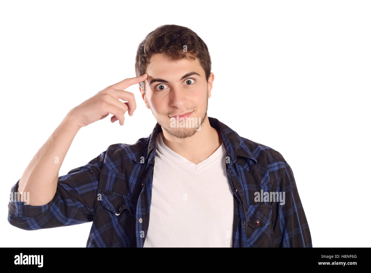 Portrait of a young amazed man. Isolated white background Stock Photo ...