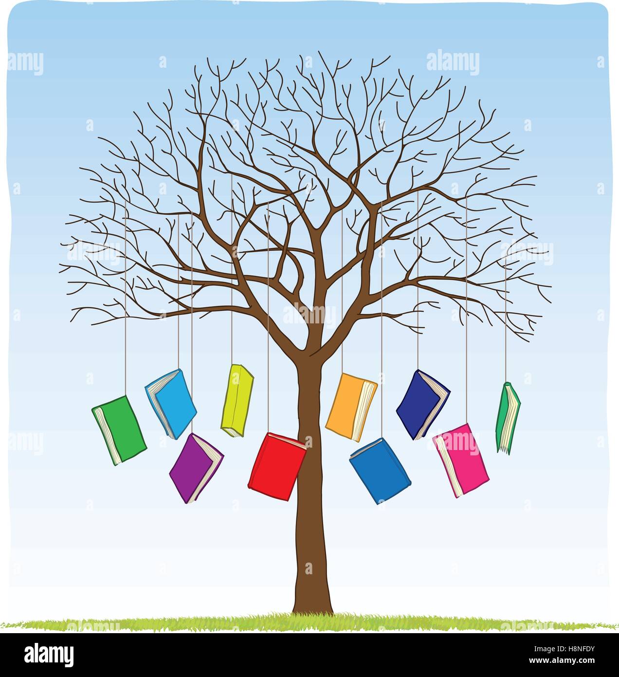 Illustration of books on the tree Stock Vector Image & Art - Alamy
