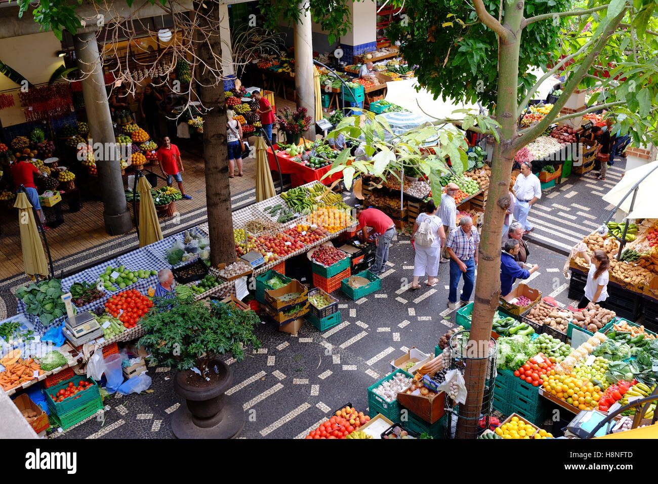 Aerial view of the Farmer market in Funchal, Madeira, Portugal Stock ...