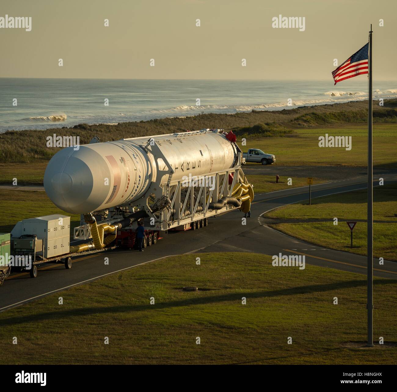 The Orbital Atk Antares Rocket With The Cygnus Spacecraft Onboard Is