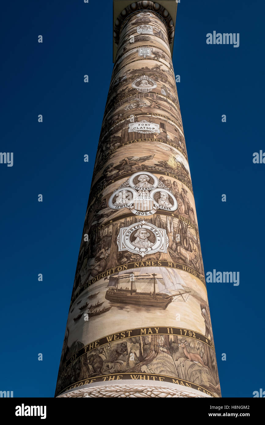Astoria, Oregon, USA. Detail of Astoria column on Coxcomb Hill, built ...