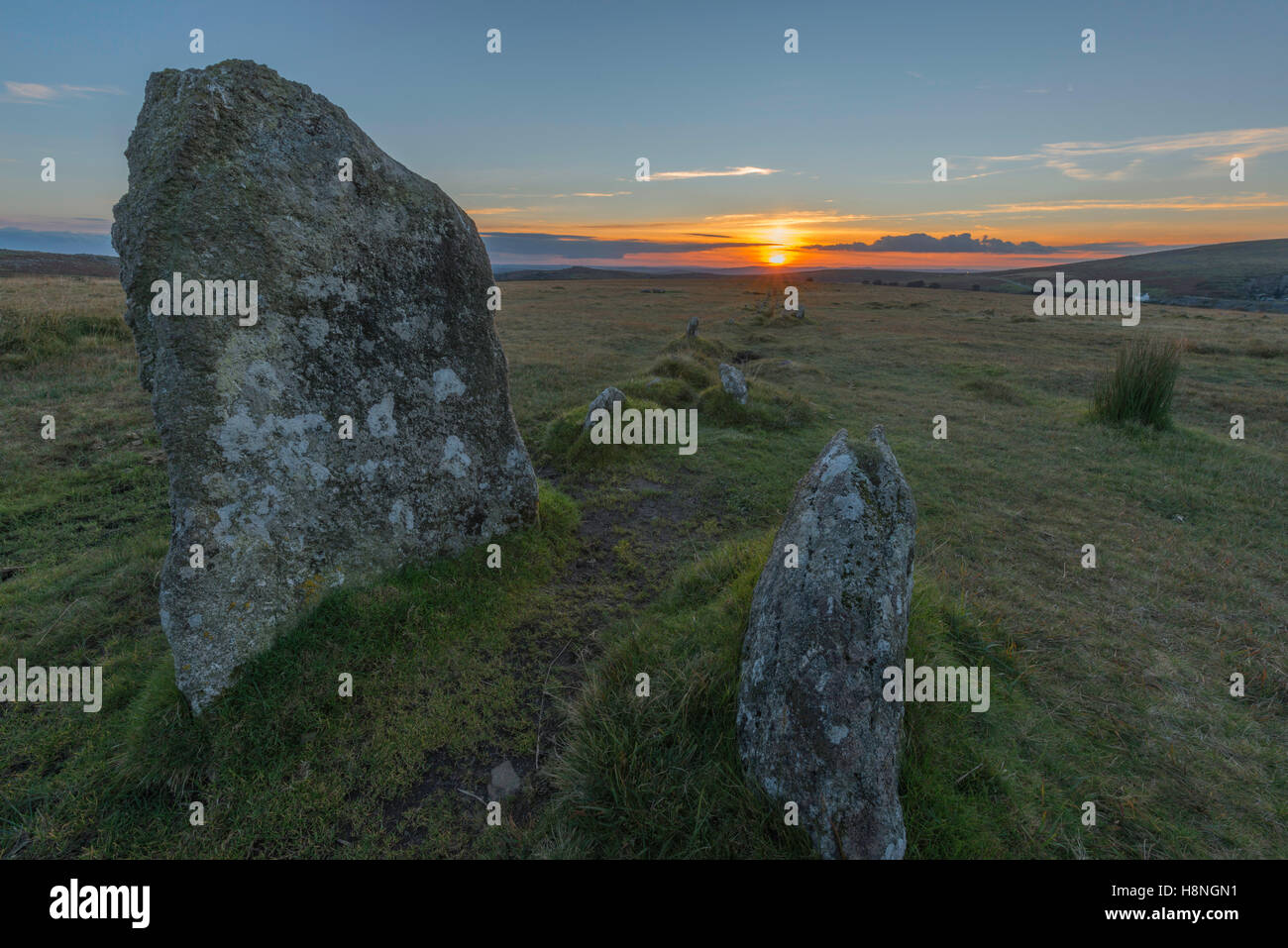 Merrivale standing stone row dartmoor hi-res stock photography and ...