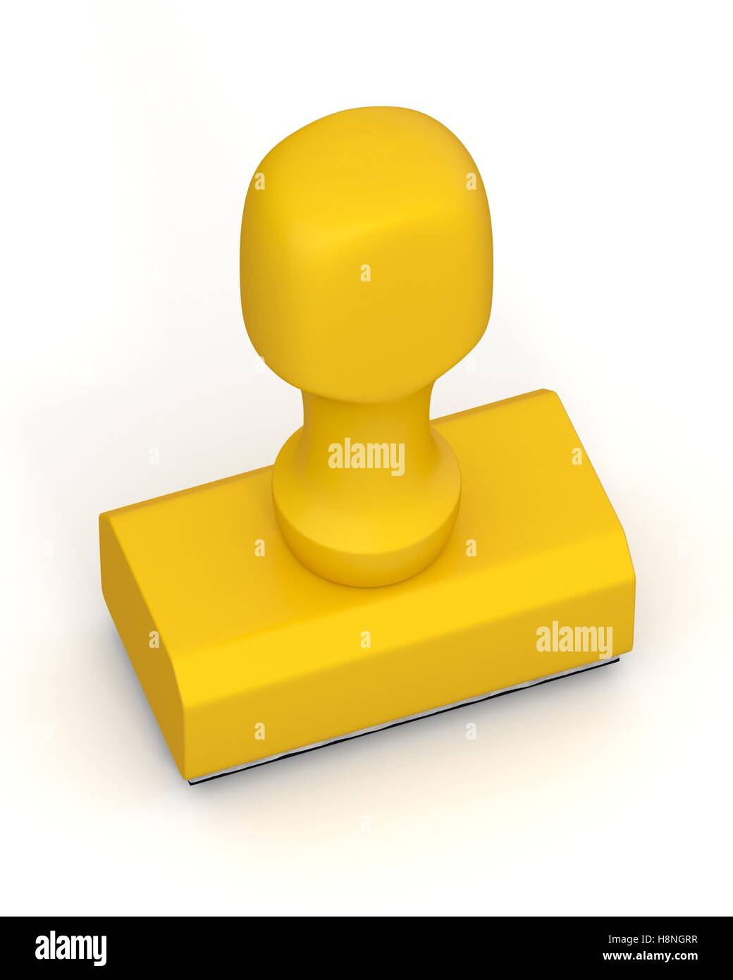 Isolated new yellow plastic rubber stamps on white background. Office ...