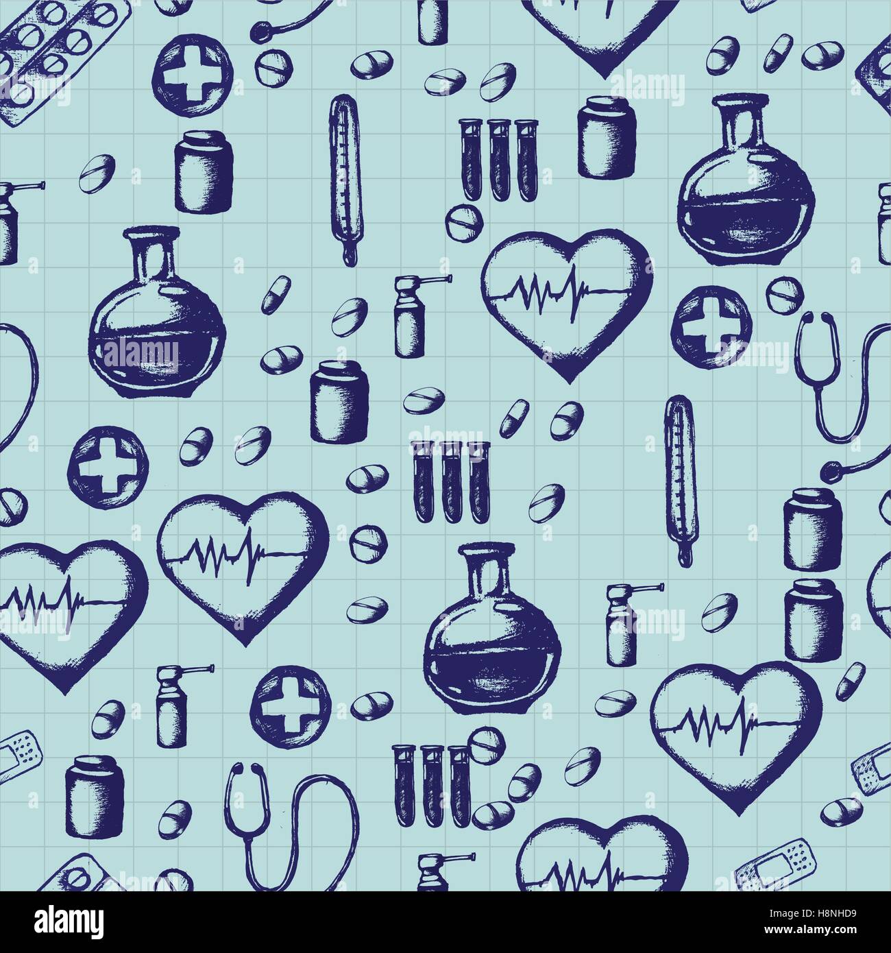 Vector doodle seamless illustration. Medicine icons Stock Vector Image ...