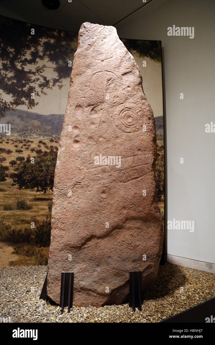 Warrior stela. Stone. Late Bronze Age. From Fuente de Cantos, Badajoz ...