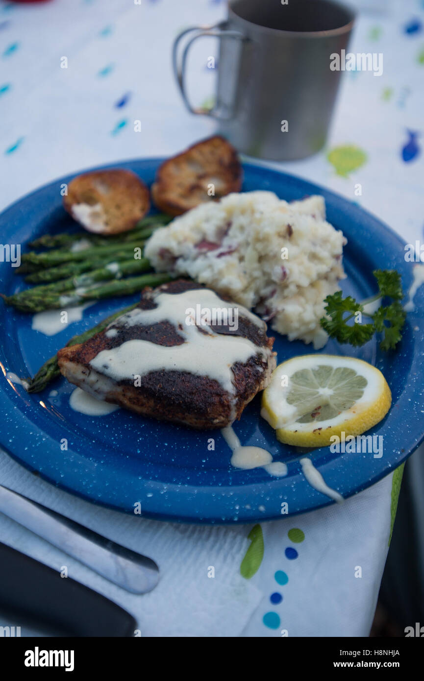 Grilled fish dinner Stock Photo - Alamy