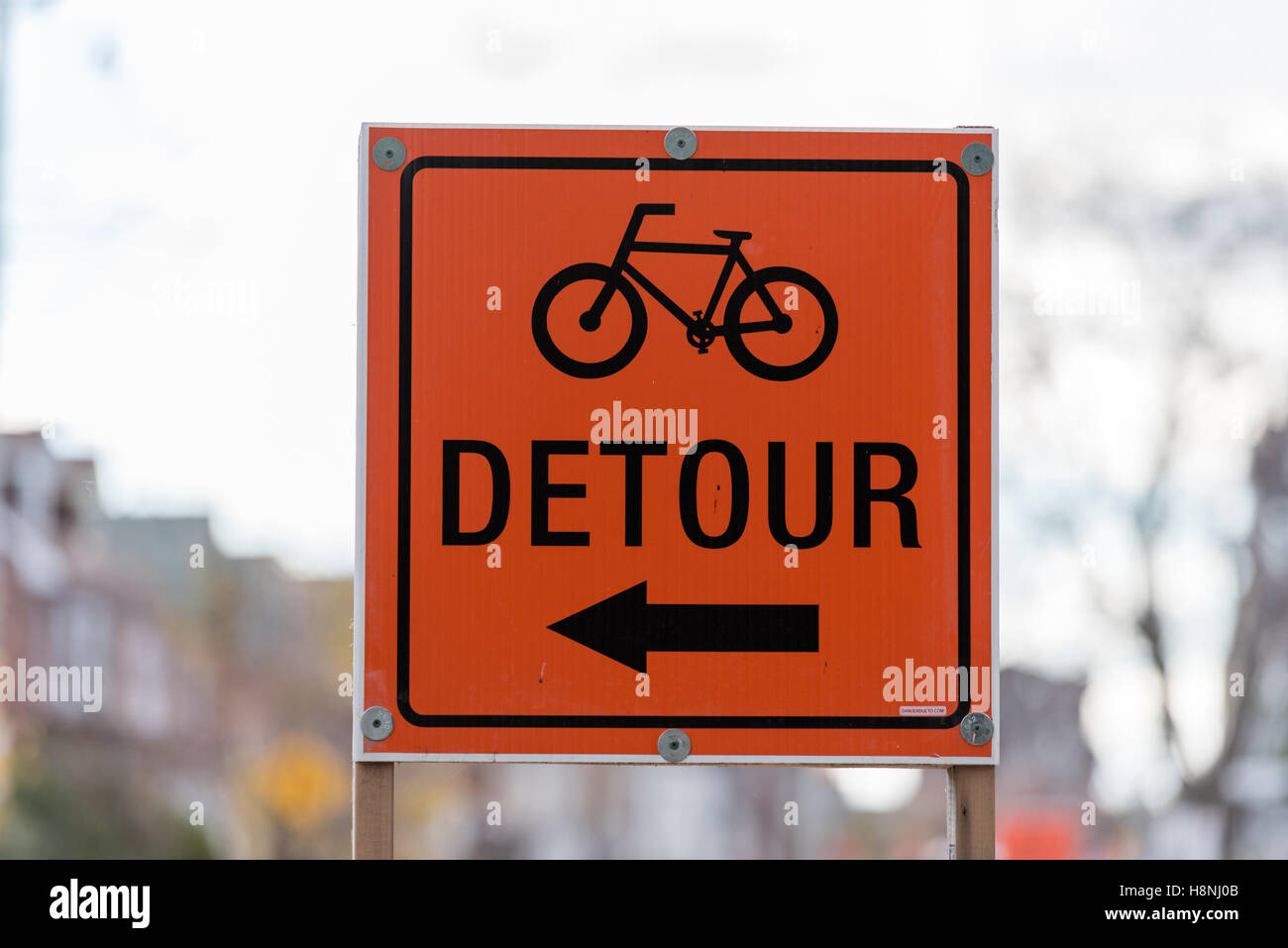 Bicycle Detour Sign Stock Photo - Alamy