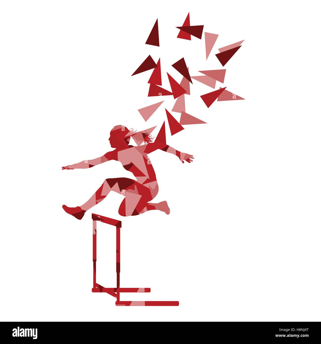 Female hurdles race woman athlete competing vector abstract background ...