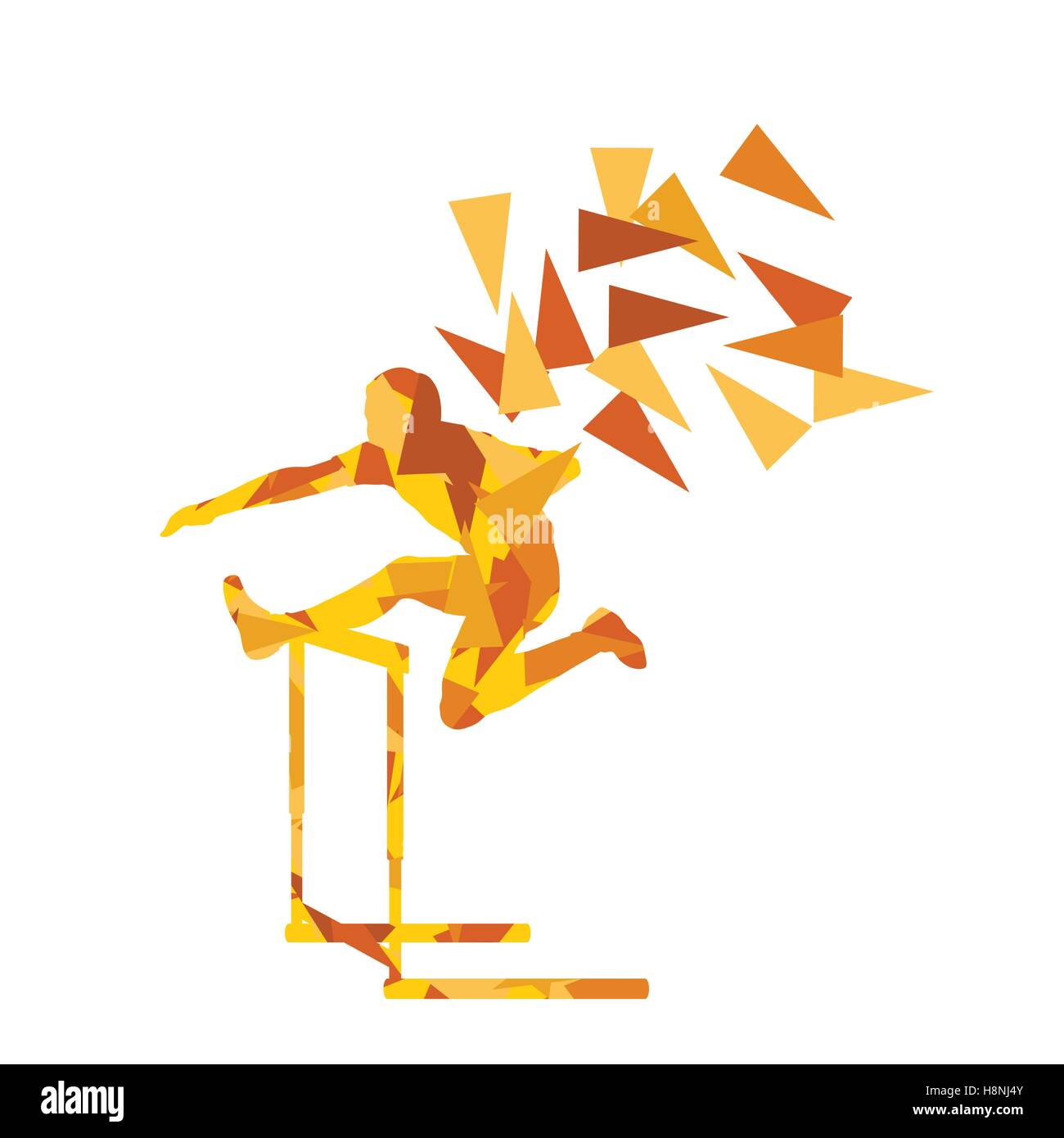 Man hurdles race male athlete competing vector abstract background ...