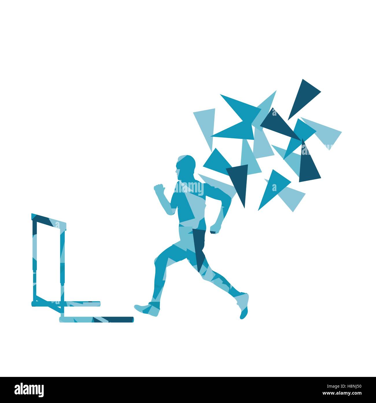 Man hurdles race male athlete competing vector abstract background ...