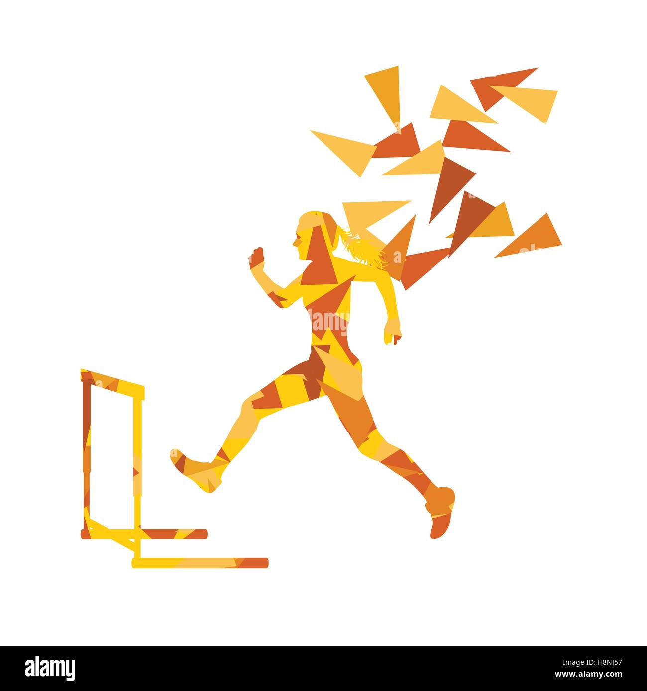 Female hurdles race woman athlete competing vector abstract background ...