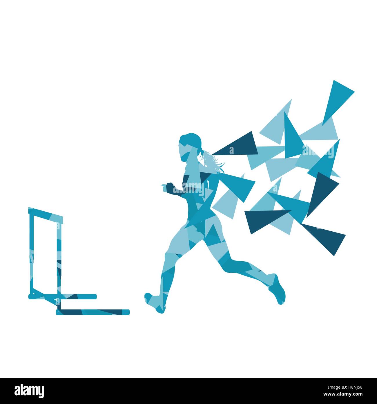 Female hurdles race woman athlete competing vector abstract background ...