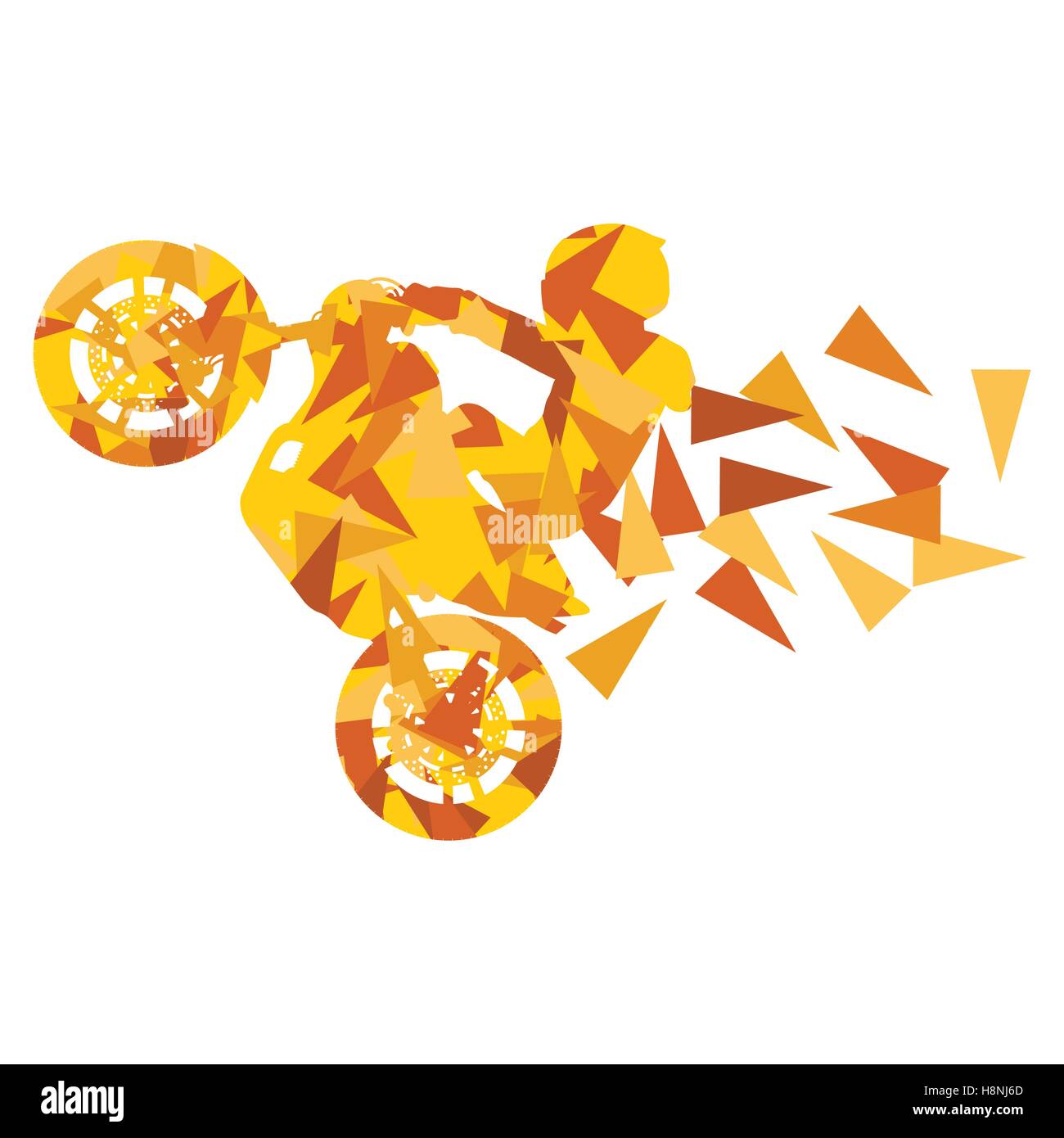 Motorcyclist performed extreme stunts driver vector abstract background ...