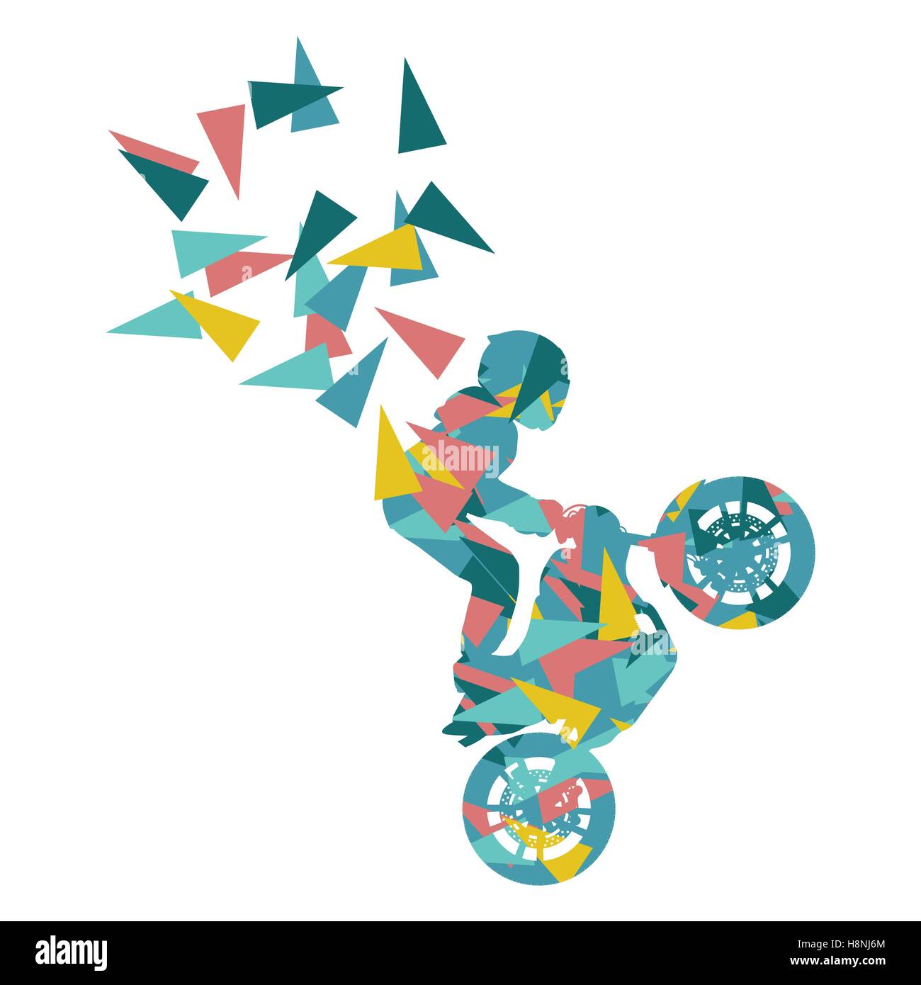 Motorcyclist performed extreme stunts driver vector abstract background ...