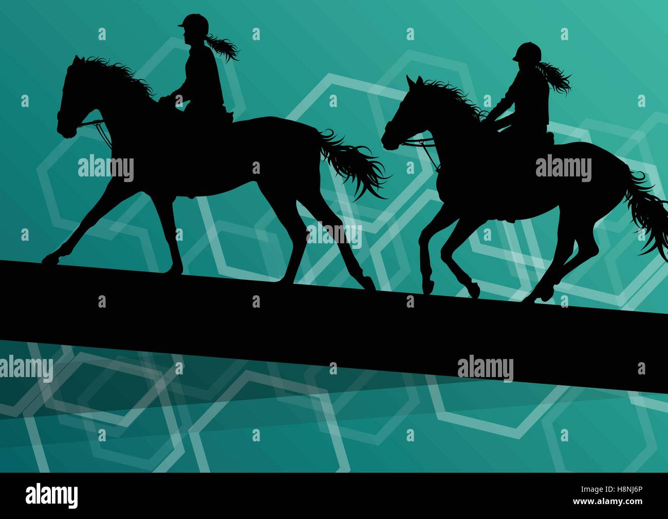 Horse with rider equestrian sport vector background concept Stock ...