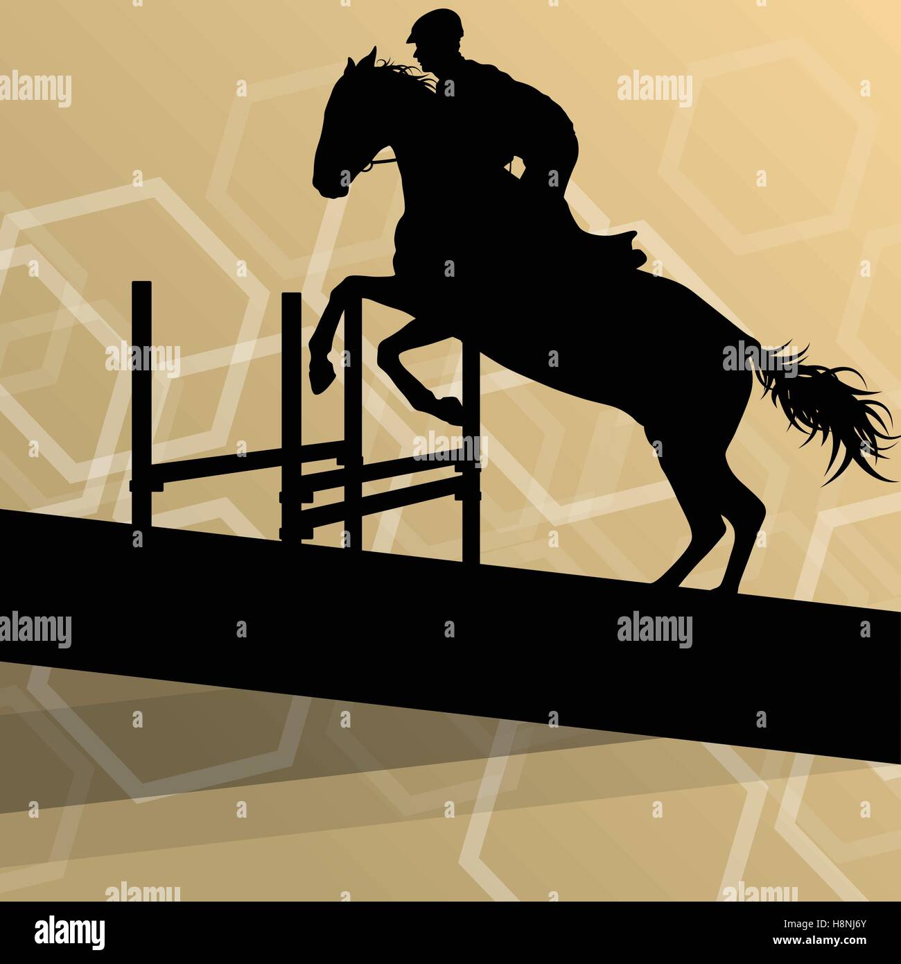 Horse with rider equestrian sport vector background concept Stock ...