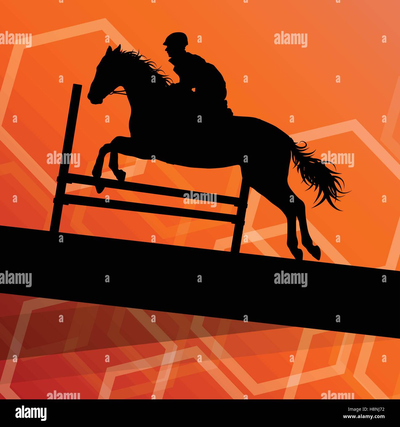 Horse with rider equestrian sport vector background concept Stock ...