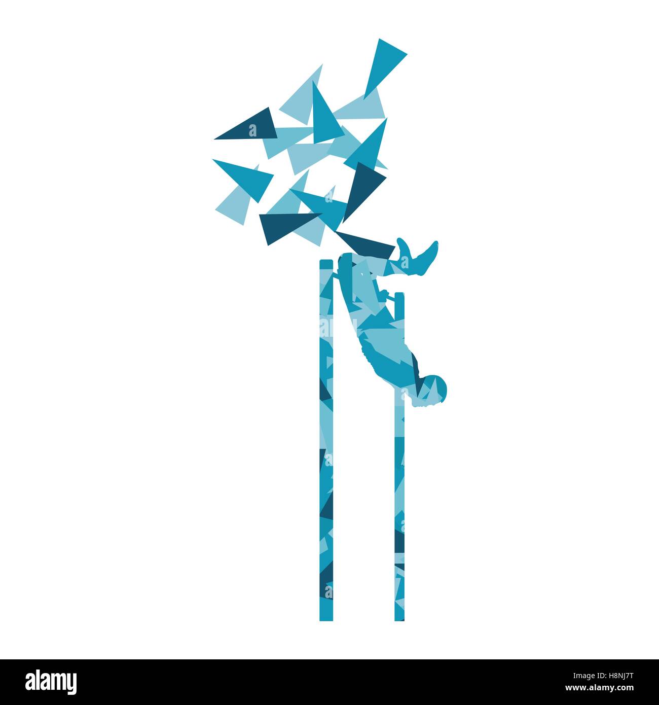 Athlete doing pull up man fitness and horizontal bar vector background ...