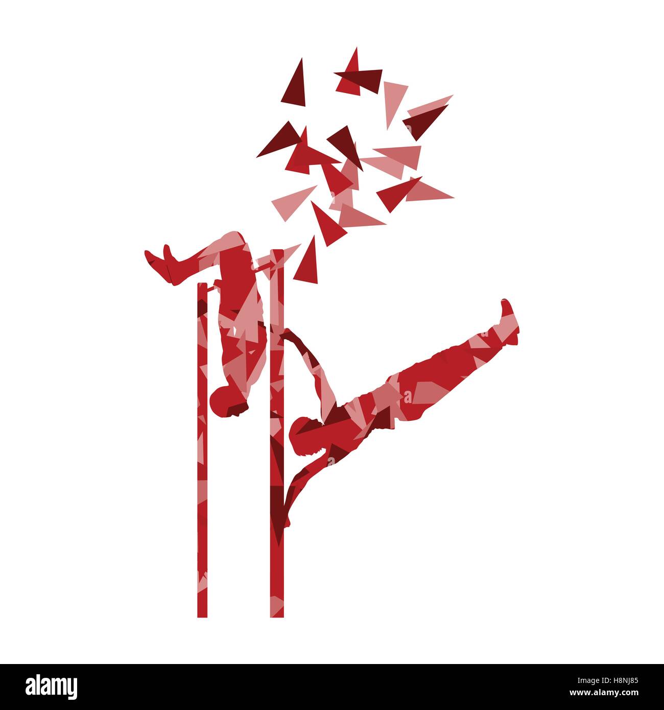 Athlete doing pull up man fitness and horizontal bar vector background ...