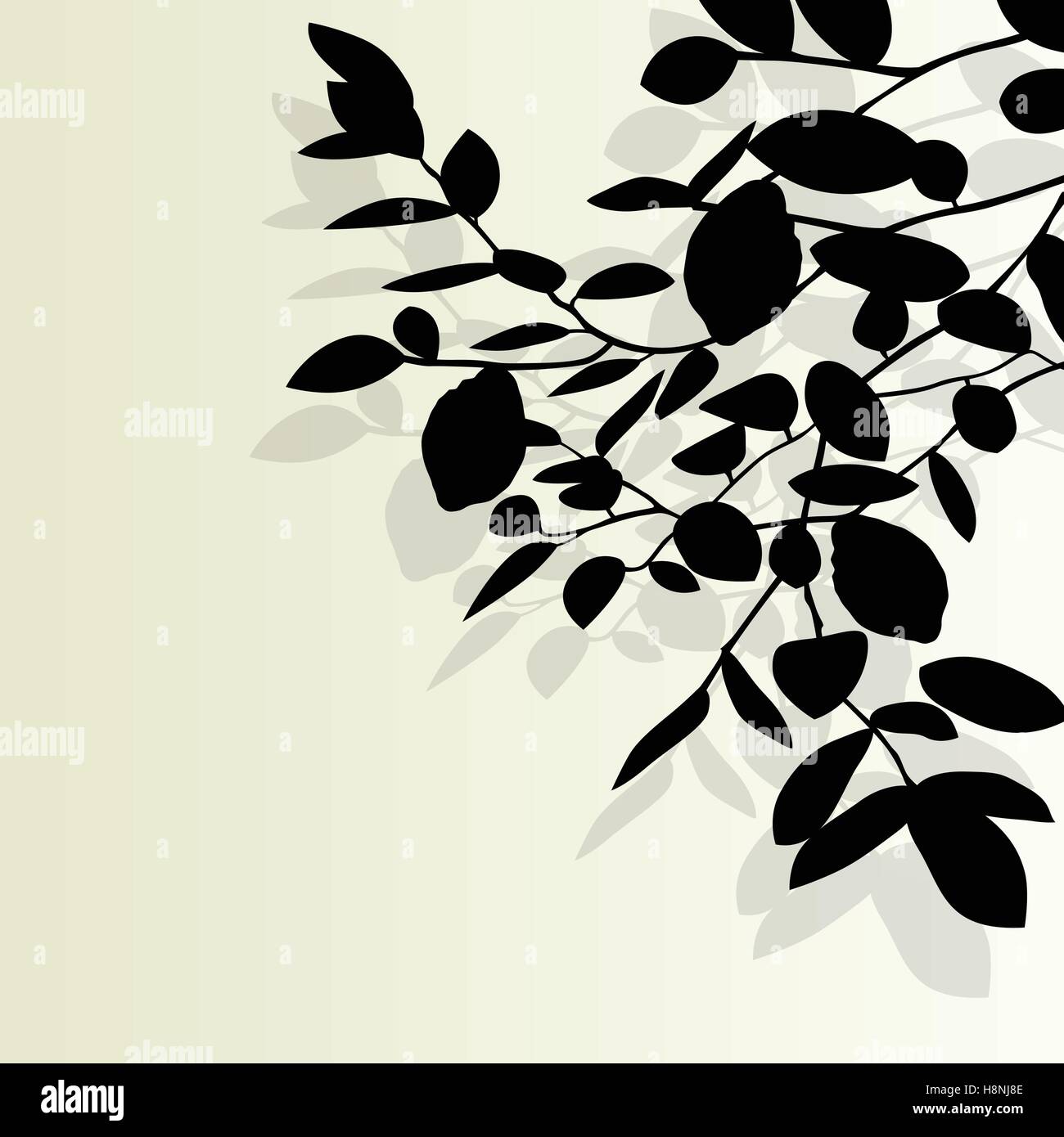 Tree branch leaf vector background illustration with vintage colors ...