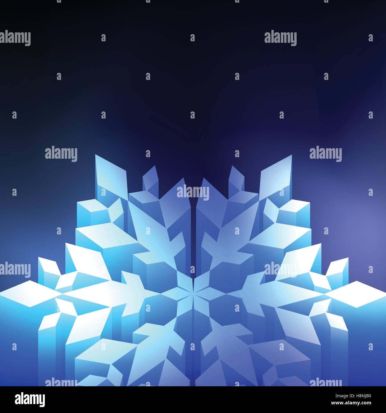 Blue snowflake neon vector background abstract winter concept Stock ...