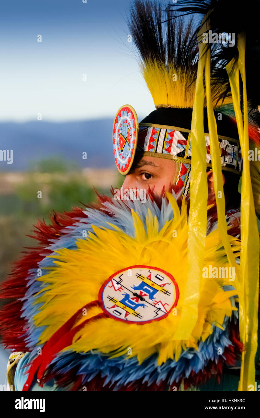 Santa Fe, New Mexico, United States. Native American in traditional ...