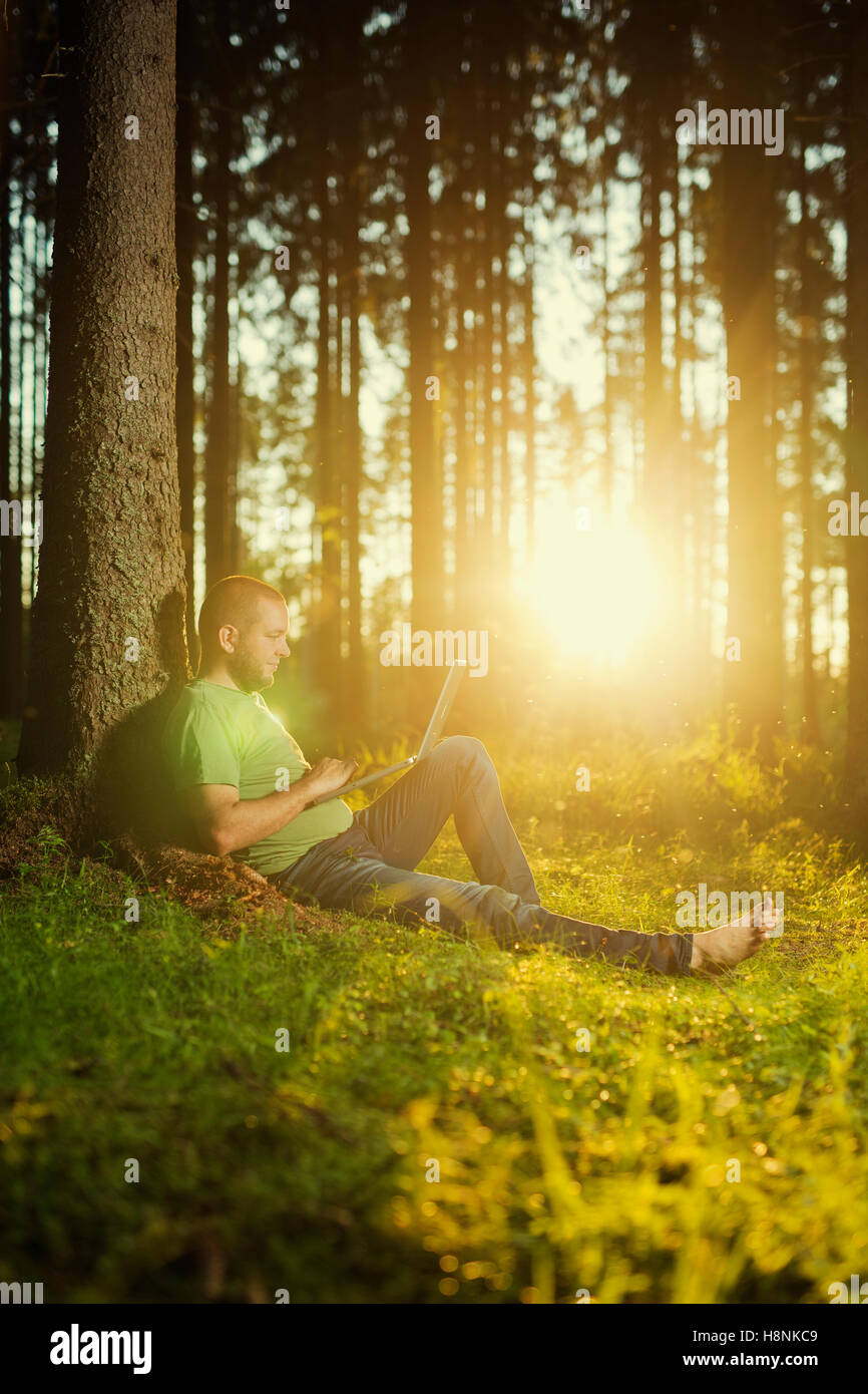 Laptop computer in forest hi-res stock photography and images - Alamy