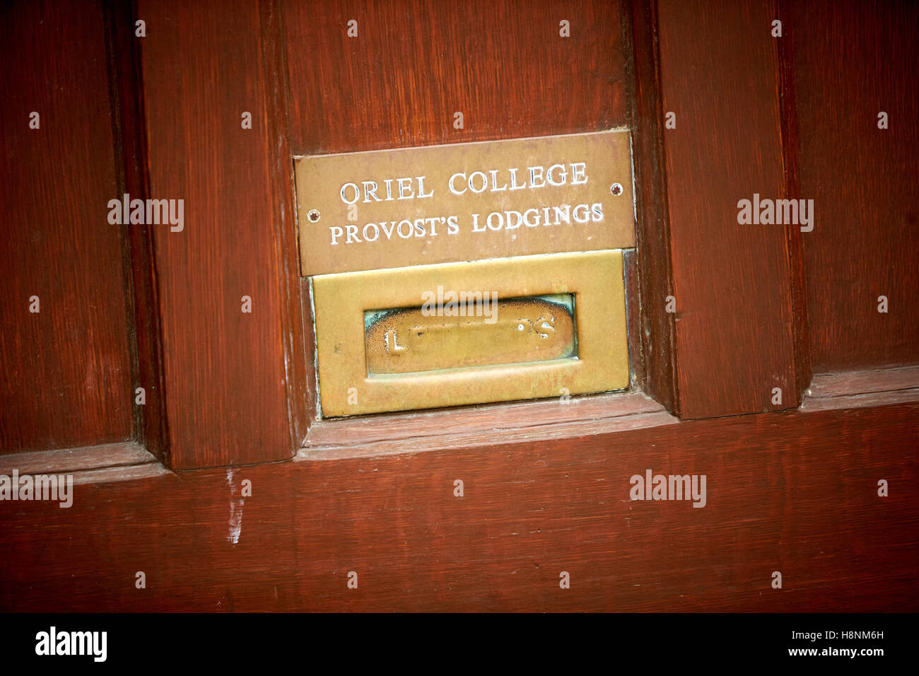 The sign above a letter box for the Provost's lodgings at Oriel College ...